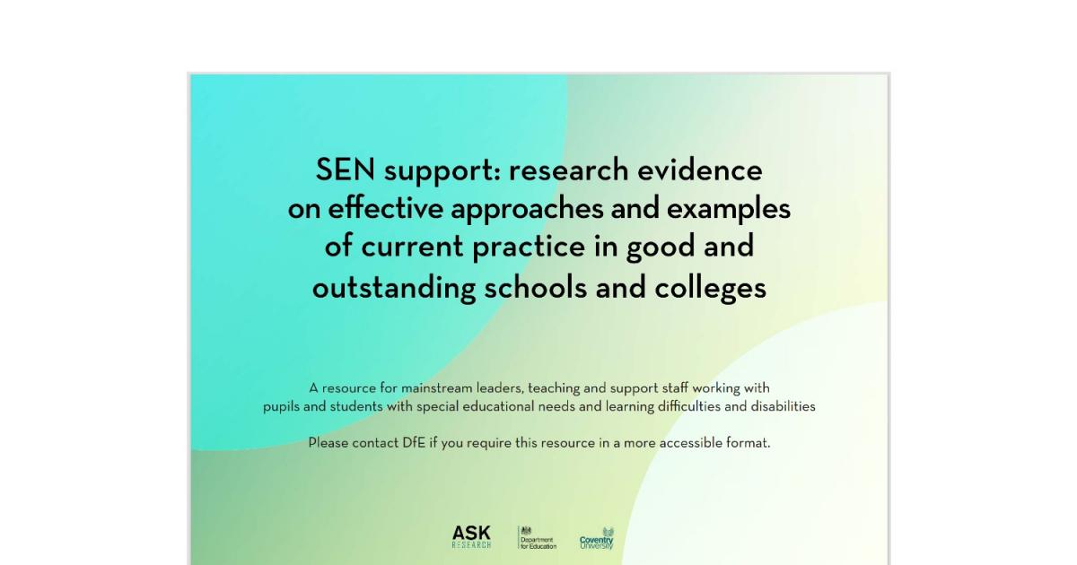 SEN support: research evidence on effective approaches and examples of ...